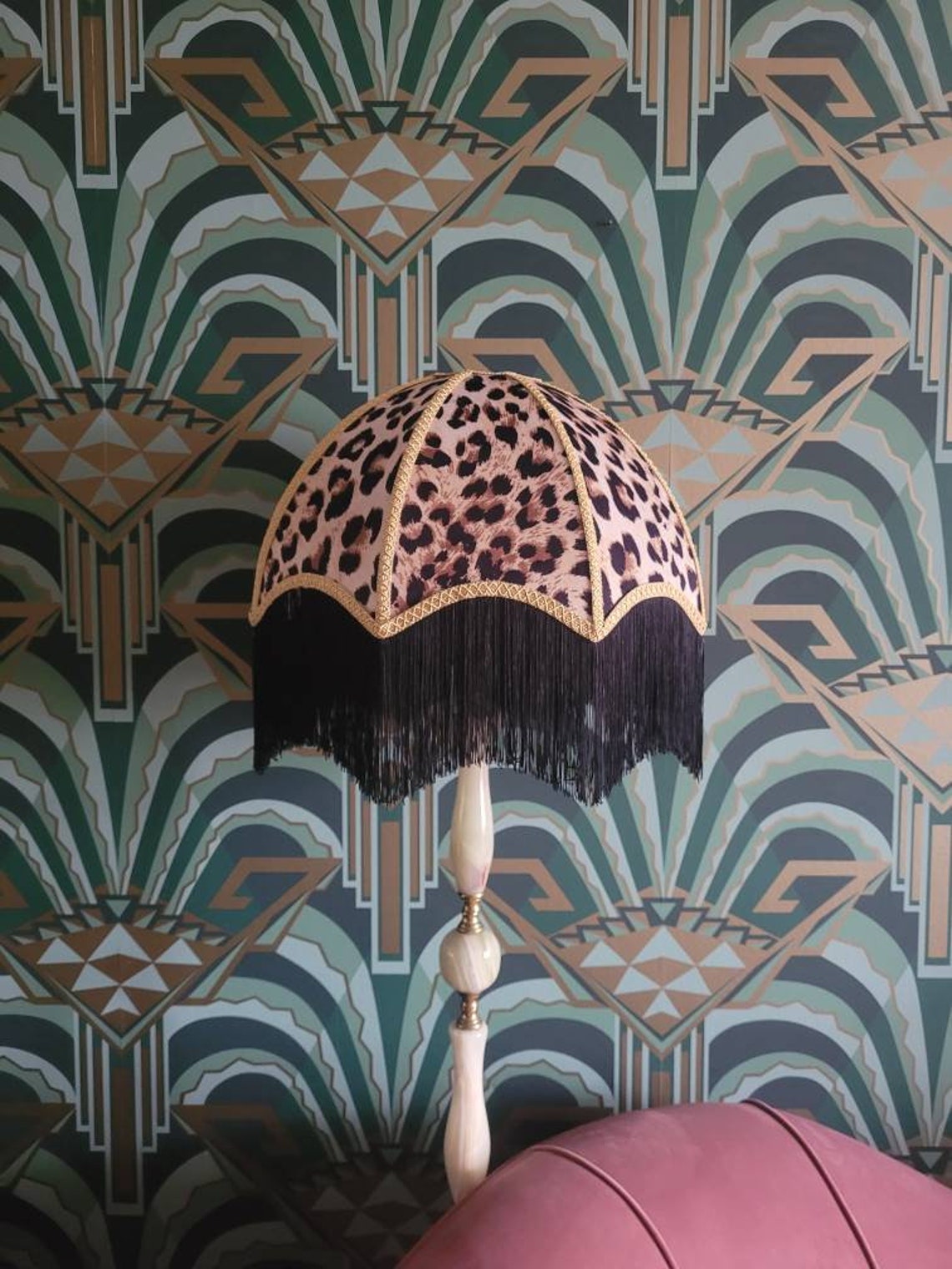 Leopard Print Deco With Black Fringing Lampshade - Etsy