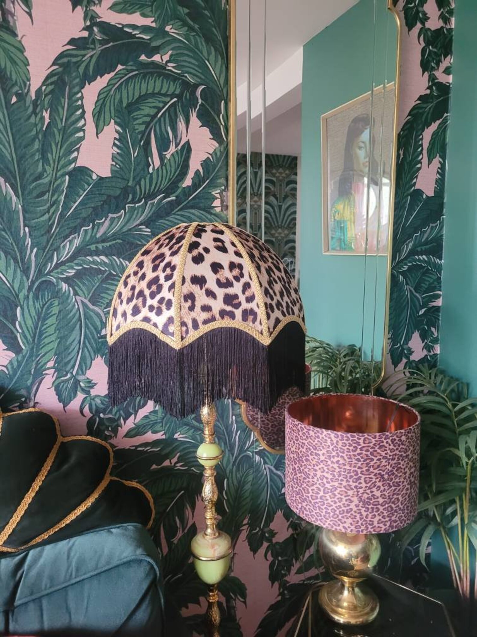 Leopard Print Deco With Black Fringing Lampshade - Etsy