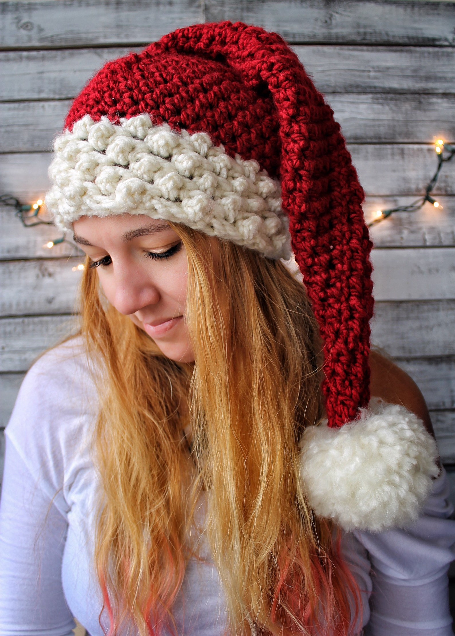 Handmade Santa Hat/ Chunky Knit Santa Hat/ Adult Christmas Hat/ Child ...