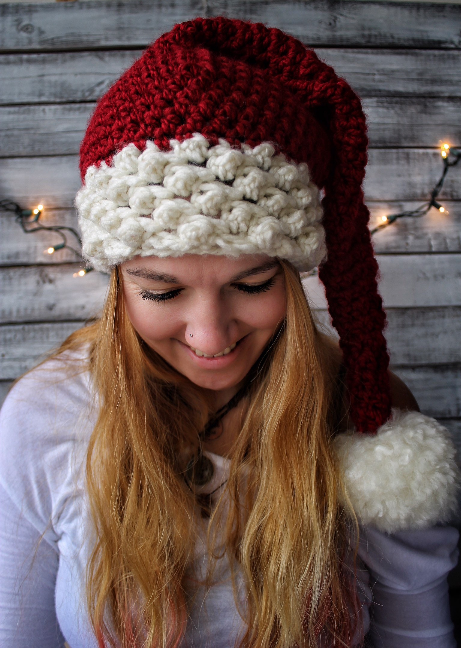 Handmade Santa Hat/ Chunky Knit Santa Hat/ Adult Christmas Hat/ Child ...
