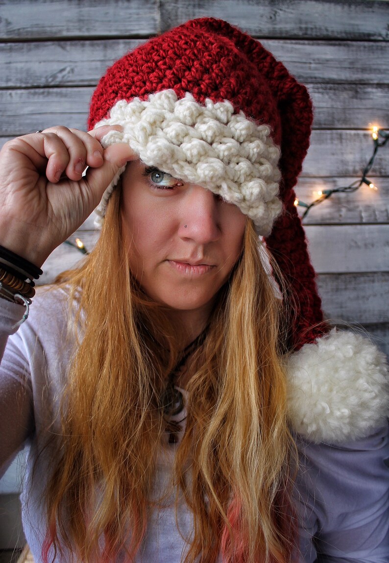 Handmade Santa Hat/ Chunky Knit Santa Hat/ Adult Christmas Hat/ Child ...