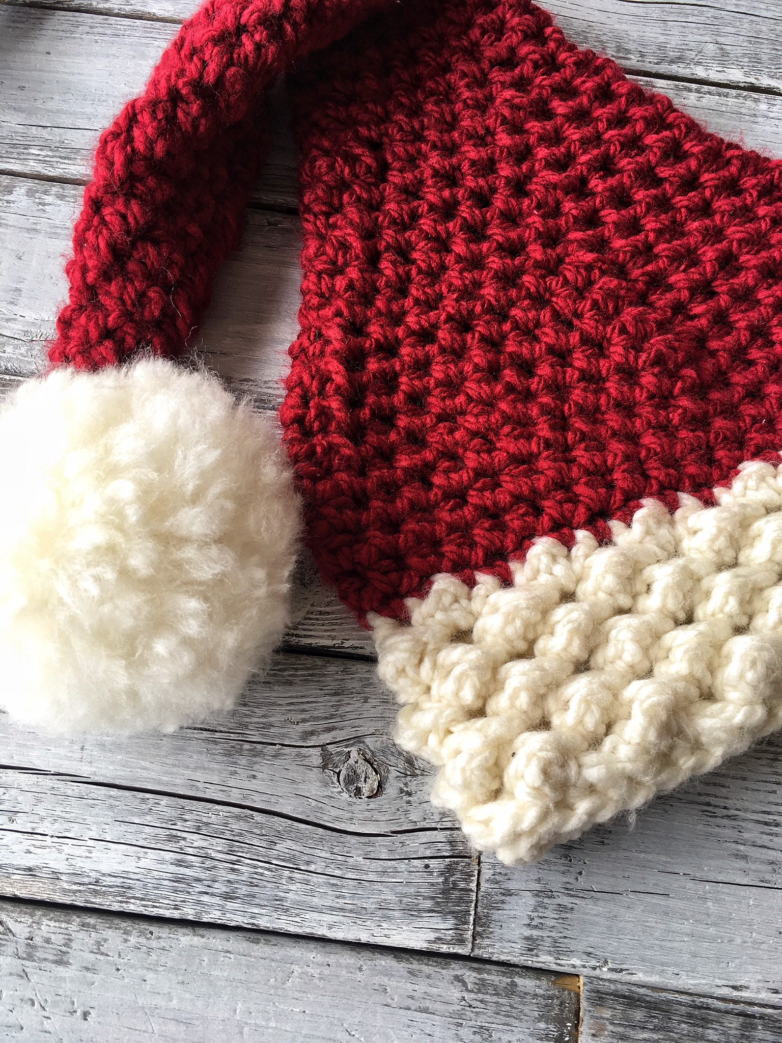 Handmade Santa Hat/ Chunky Knit Santa Hat/ Adult Christmas Hat/ Child ...