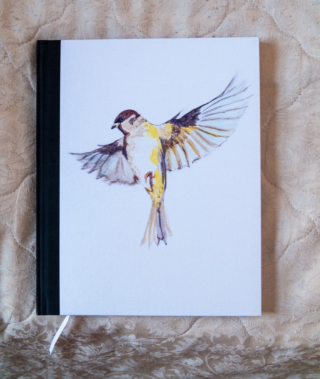 Sparrow in Flight Notebook. Large, Lined Notepad. Hardcover With Satin ...