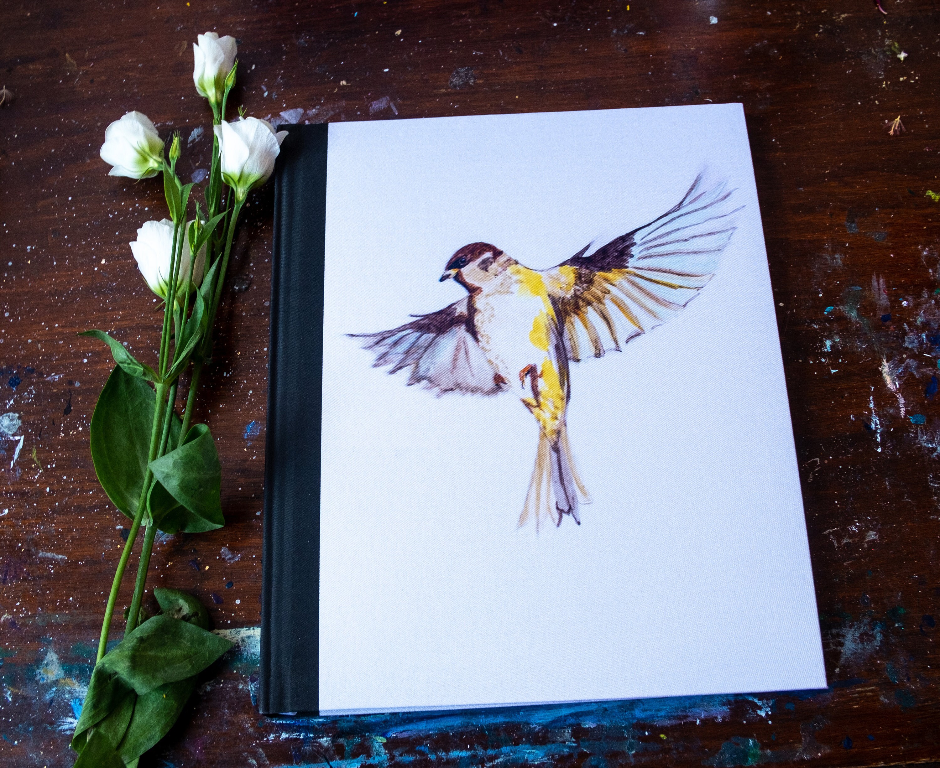 Sparrow in Flight Notebook. Large Lined Notepad. Hardcover - Etsy
