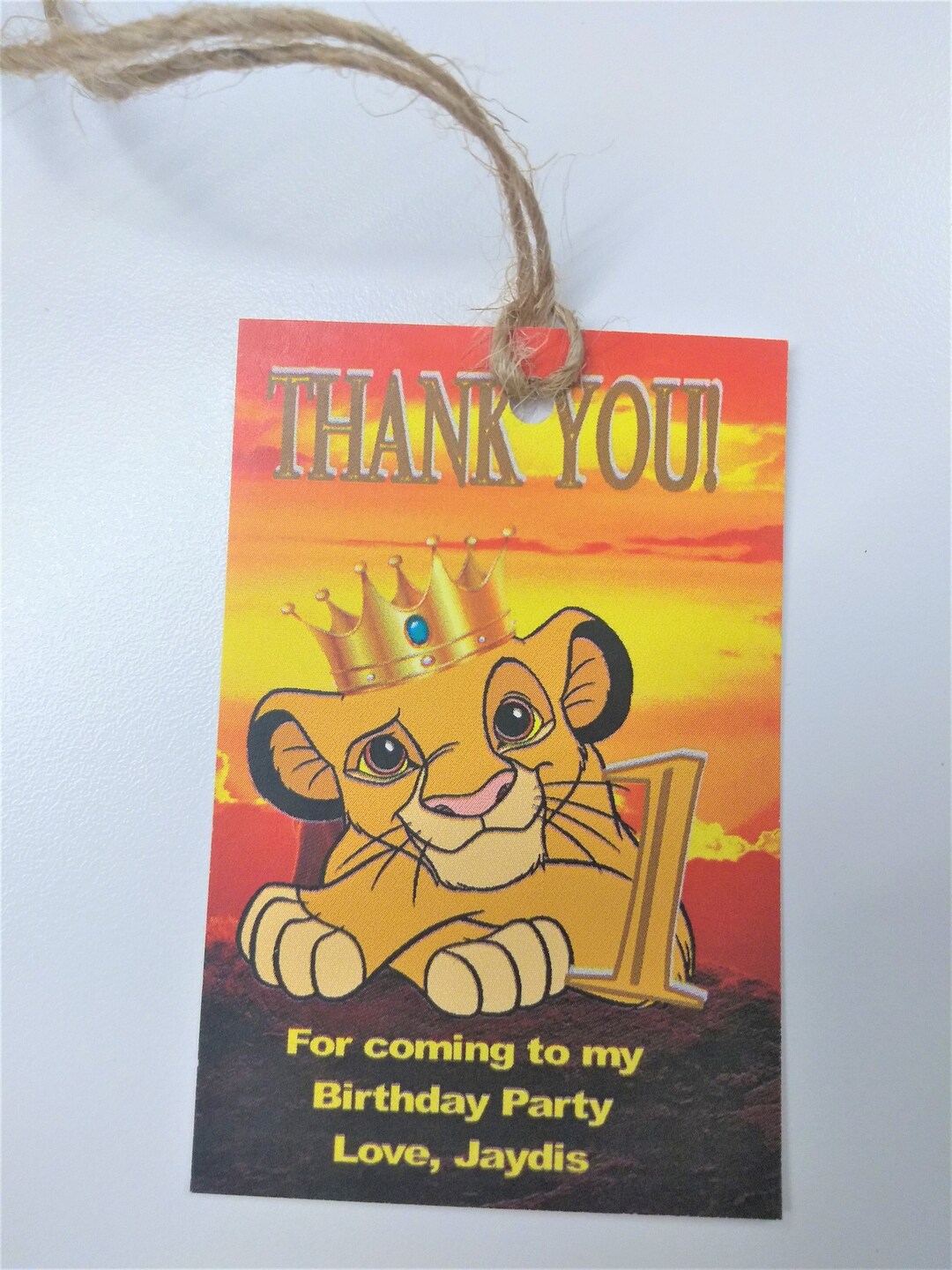 Simba Thank You Favor Tags: Lion King Personalized Party Tags - Etsy