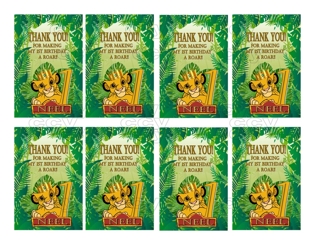 Personalized Lion King Thank You Favor Tags: Simba Birthday Party - Etsy