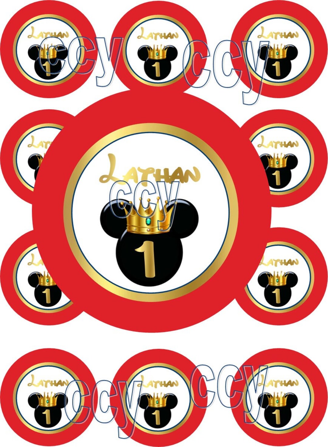 DIGITAL - Prince Mickey Royal Circles-royal Red and Gold 2" Tags-mickey ...