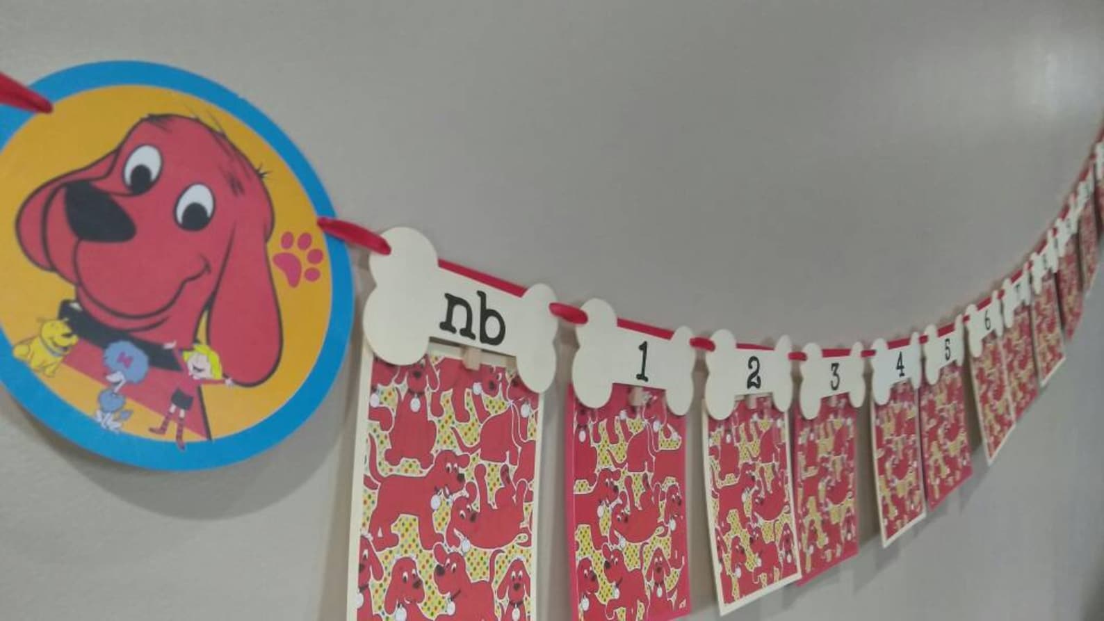 Clifford the Big Red Dog First Birthday Photo Banner - Milestone ...