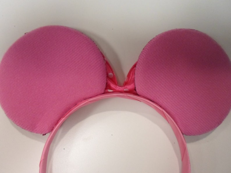 Orejas Rosa de Minnie Mouse con moño rosa y bolitas blancas | Etsy