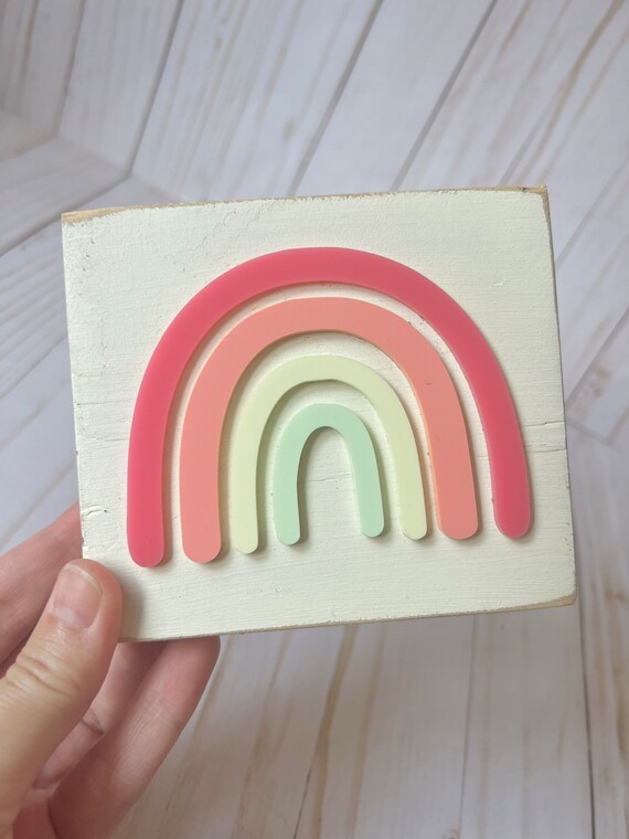 Rainbow Wood Sign Colorful Rainbow Sign - Etsy