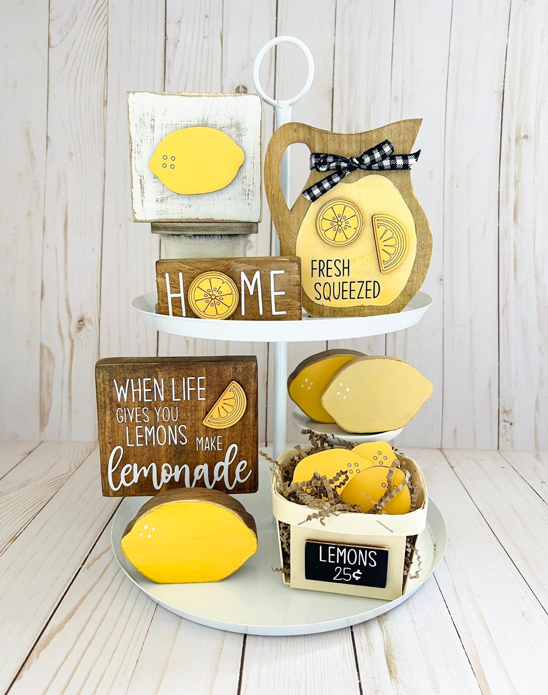 Lemon Tiered Tray Decor, Lemon Theme, Summer Fruit - Etsy