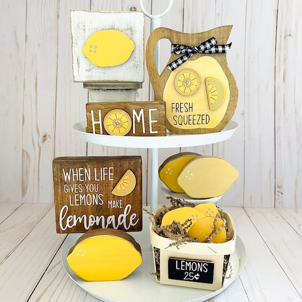 Lemon Tiered Tray Decor - Etsy