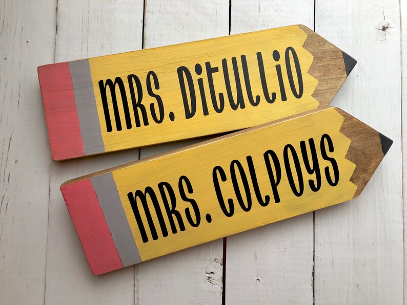 Pencil Teacher Name Sign - Etsy