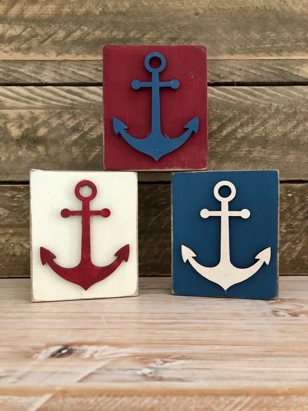 Set of 3 Wood Anchor Signs - Etsy
