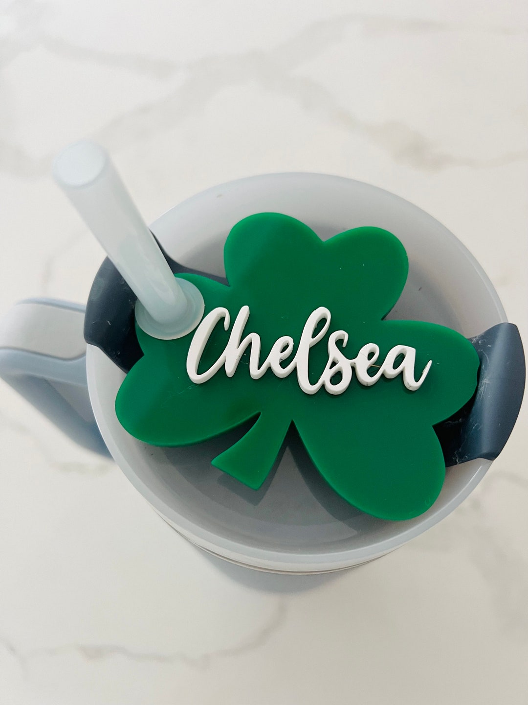 Shamrock Clover 20oz 30oz 40oz Stanley Tumbler Name Plate, Name Tag ...