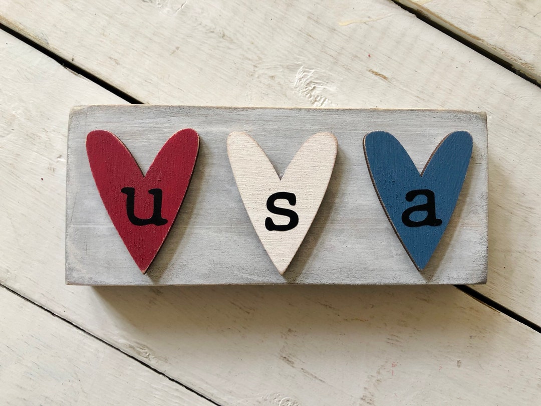 USA Wood Heart Sign - Etsy