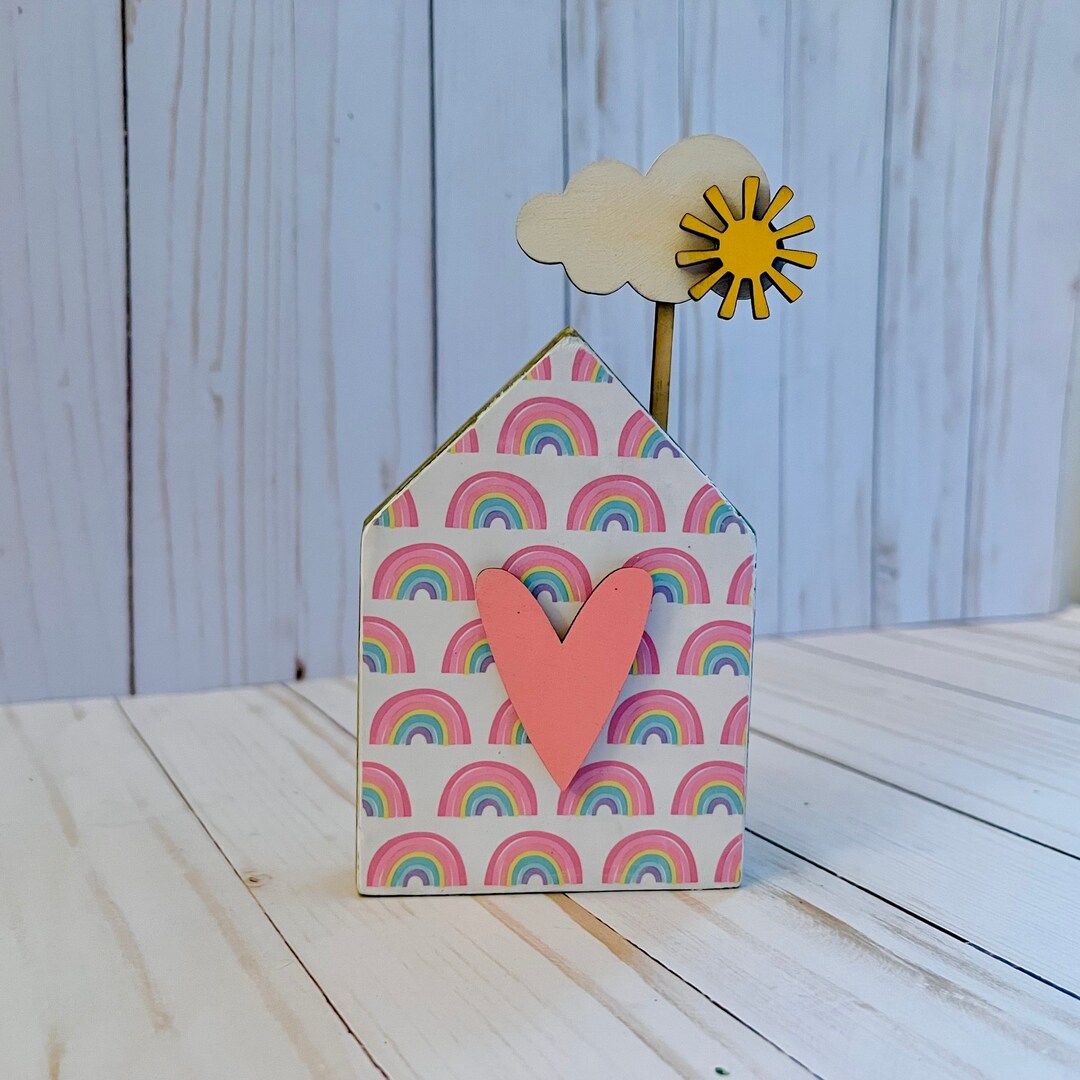 Rainbow Wood House Decor - Etsy