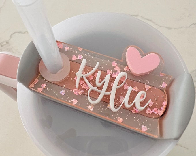 20oz 30oz 40oz Pink Heart Stanley Tumbler Name Plate, Name Tag ...