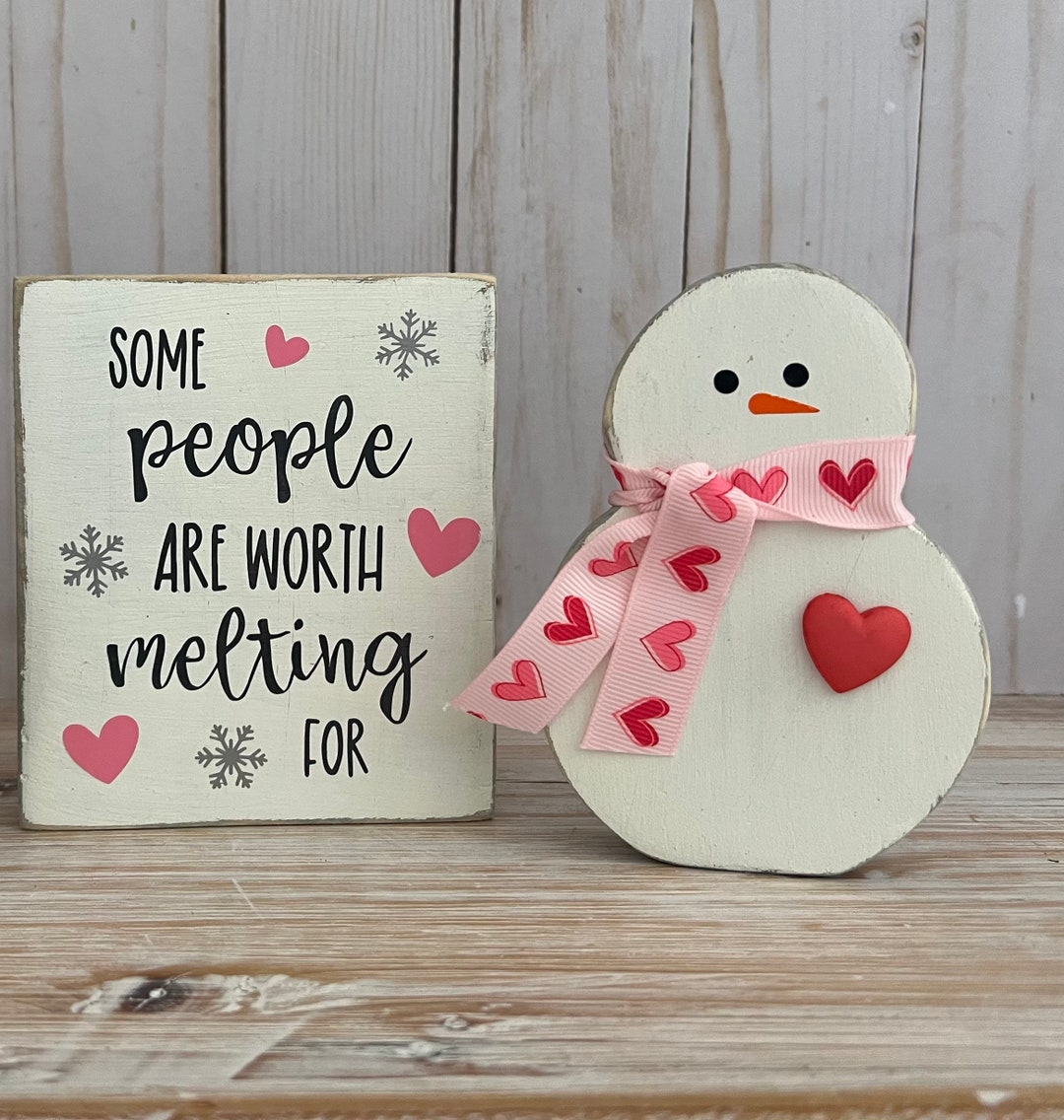 Snowman and Sign Set, Some People Are Worth Melting For, Winter Decor ...
