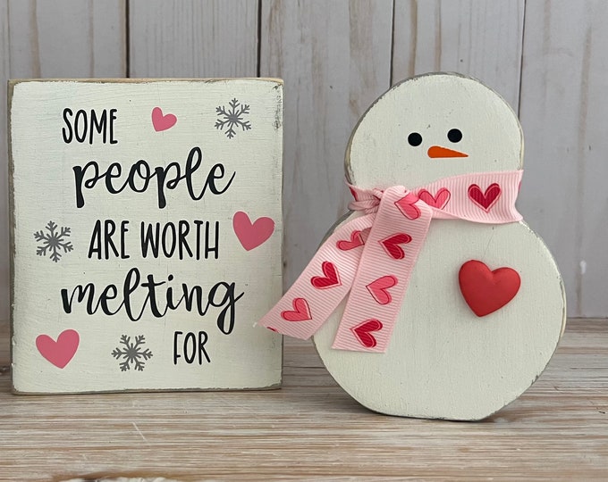 Snowman and Sign Set, Some People Are Worth Melting For, Winter Decor ...