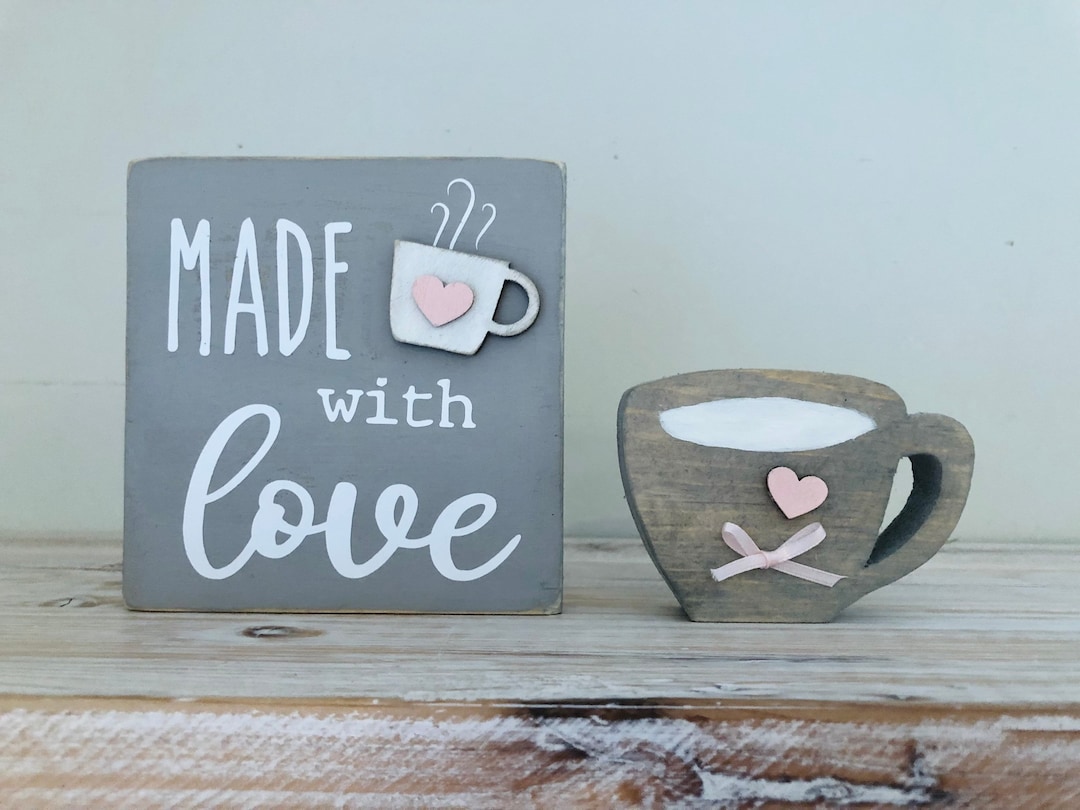 Made With Love Sign Set, Valentine Decor, Tiered Tray Decor - Etsy