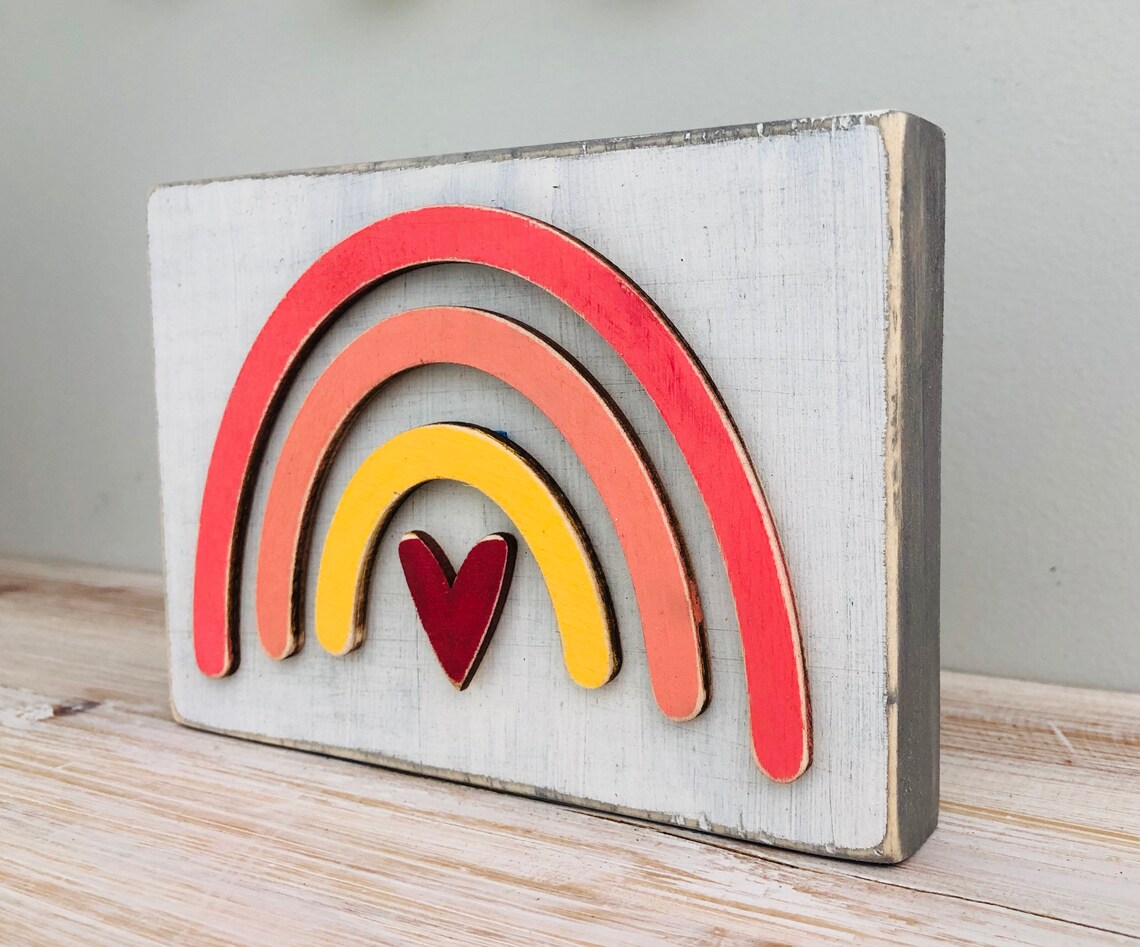 Mini Rainbow Wood Sign - Etsy