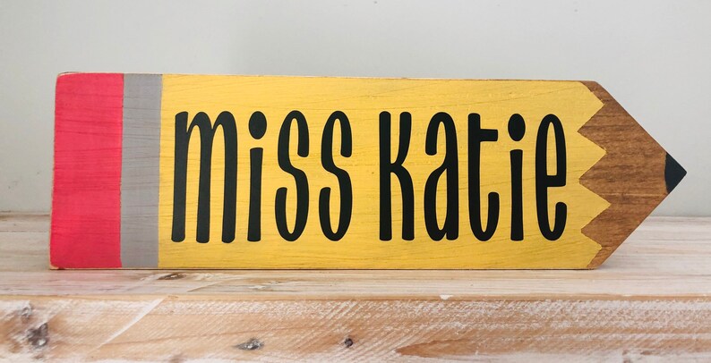 Pencil Teacher Name Sign - Etsy