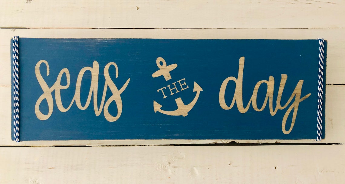 Seas the Day Nautical Wood Sign | Etsy