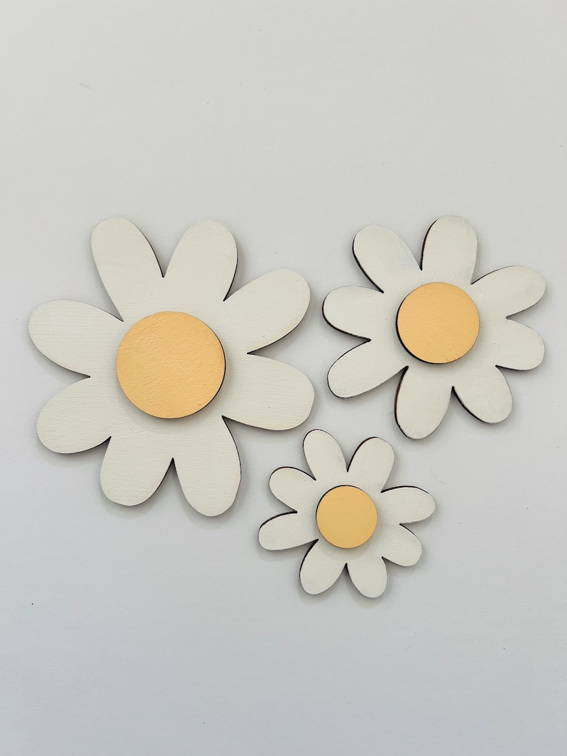 Set of 3 Wood Daisies Tray Decor, Wall Decor - Etsy