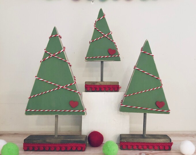 Christmas Wood Trees Wood Tree Set Tiered Tray Decor - Etsy
