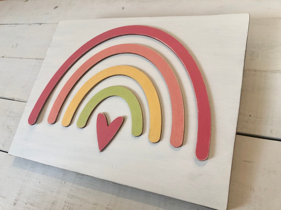 Rainbow wood sign rainbow decor girls room decor kids room | Etsy