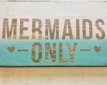Mermaid Wood Sign Mermaid Beach House Decor Mermaid Tier - Etsy