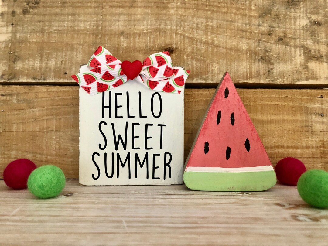 Mini Signs, Summer Signs, Hello Sweet Summer Tiered Tray Decor - Etsy