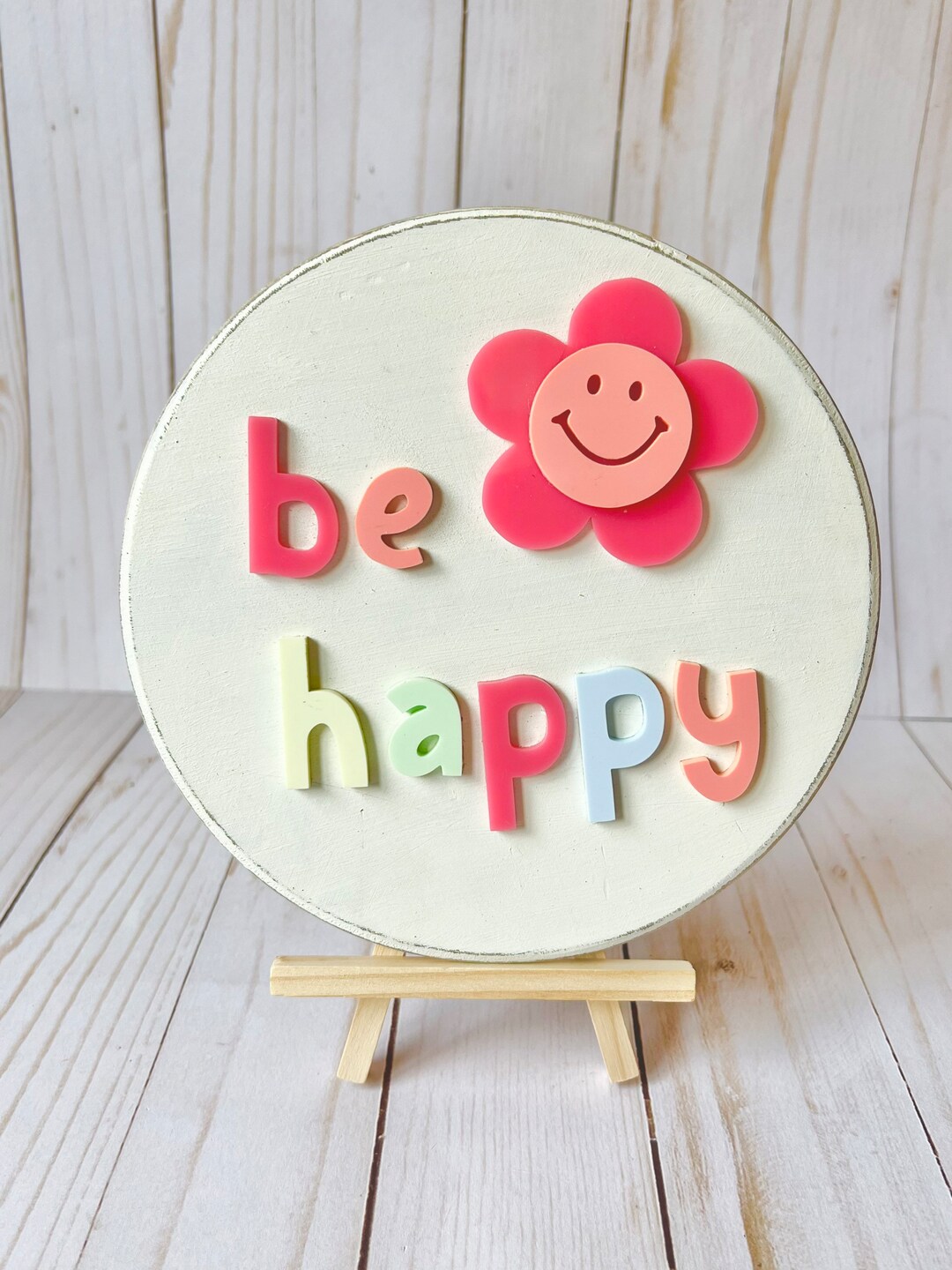 Be Happy Round Sign, Colorful Sign, Cheerful Sign - Etsy