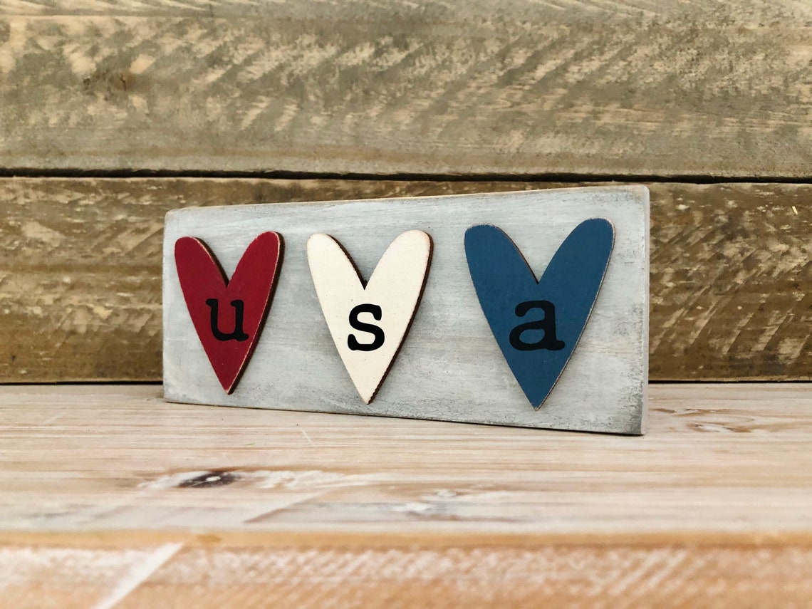 USA Wood Heart Sign - Etsy