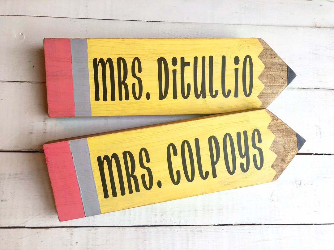Pencil Teacher Name Sign - Etsy