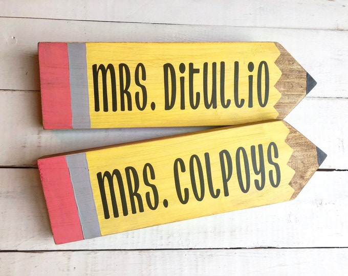 Pencil Teacher Name Sign - Etsy