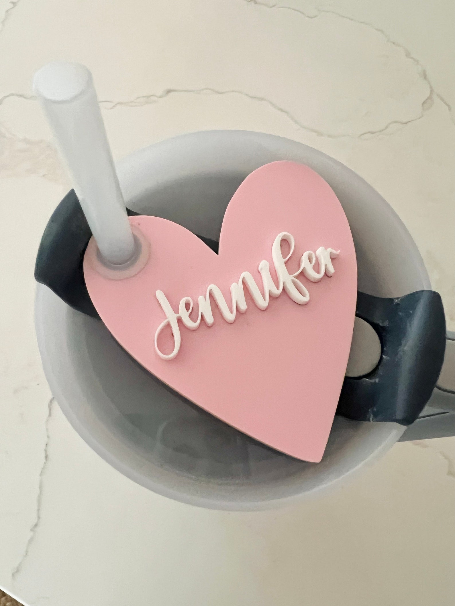 20oz 30oz 40oz Heart Stanley Tumbler Name Plate, Name Tag, Personalized ...