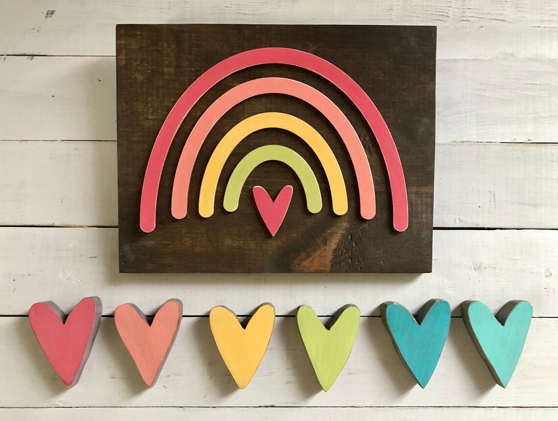 Rainbow wood sign rainbow decor girls room decor kids room | Etsy