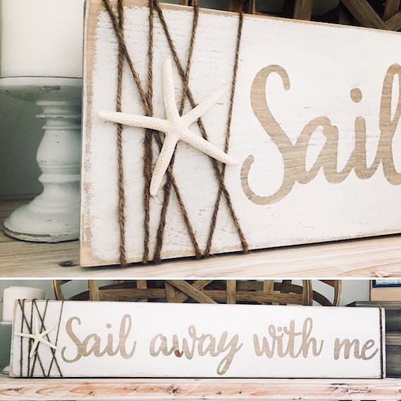 Sail Away With Me Nautical Wood Sign | Etsy