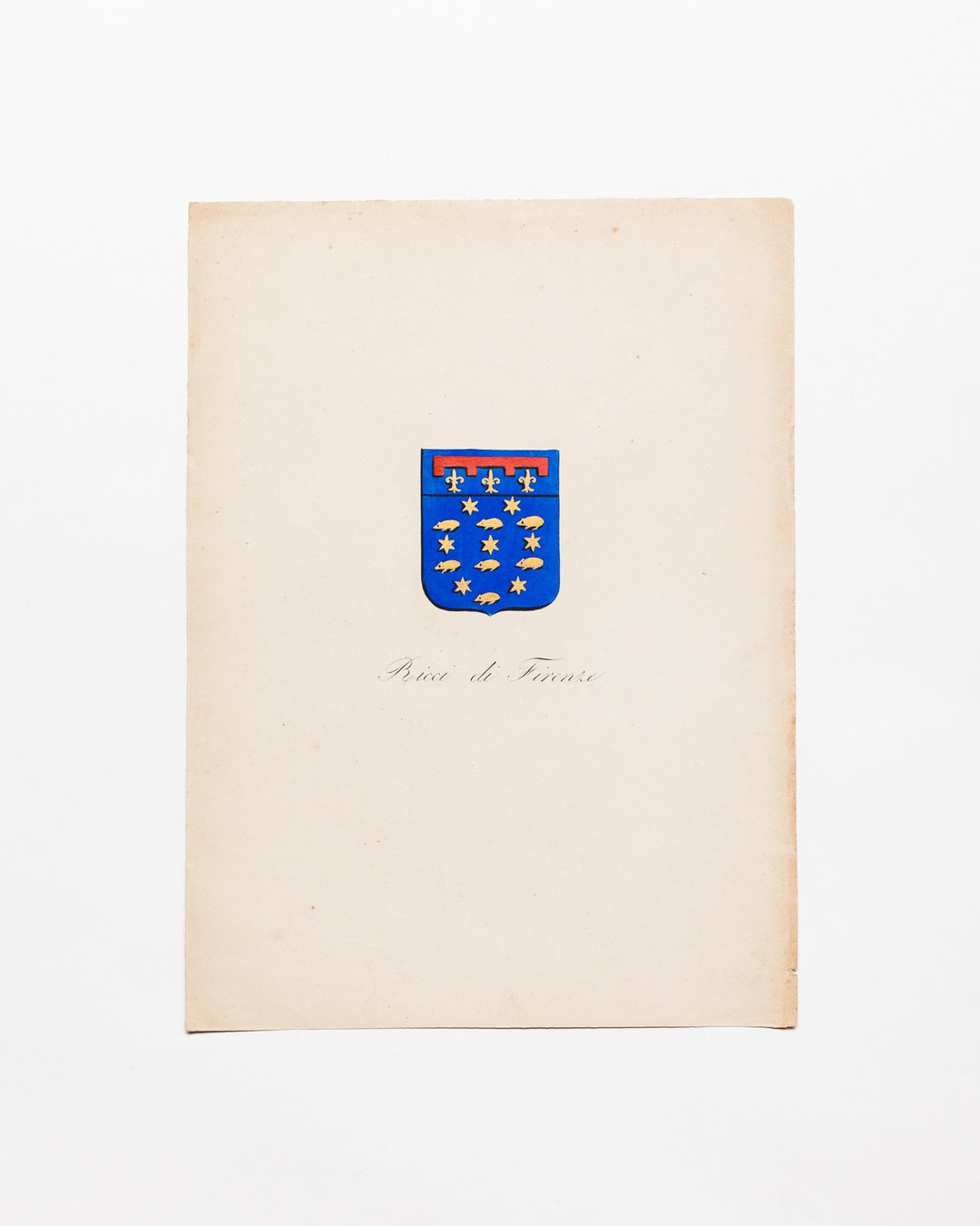 19th Century Hand Coloured Italian Bookplate of a Family Coat - Etsy