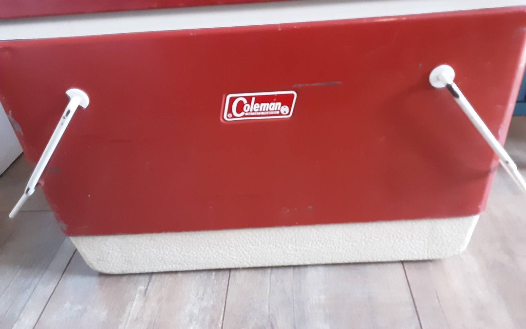 Vintage Coleman Red Metal Cooler With Folding Handles - Etsy