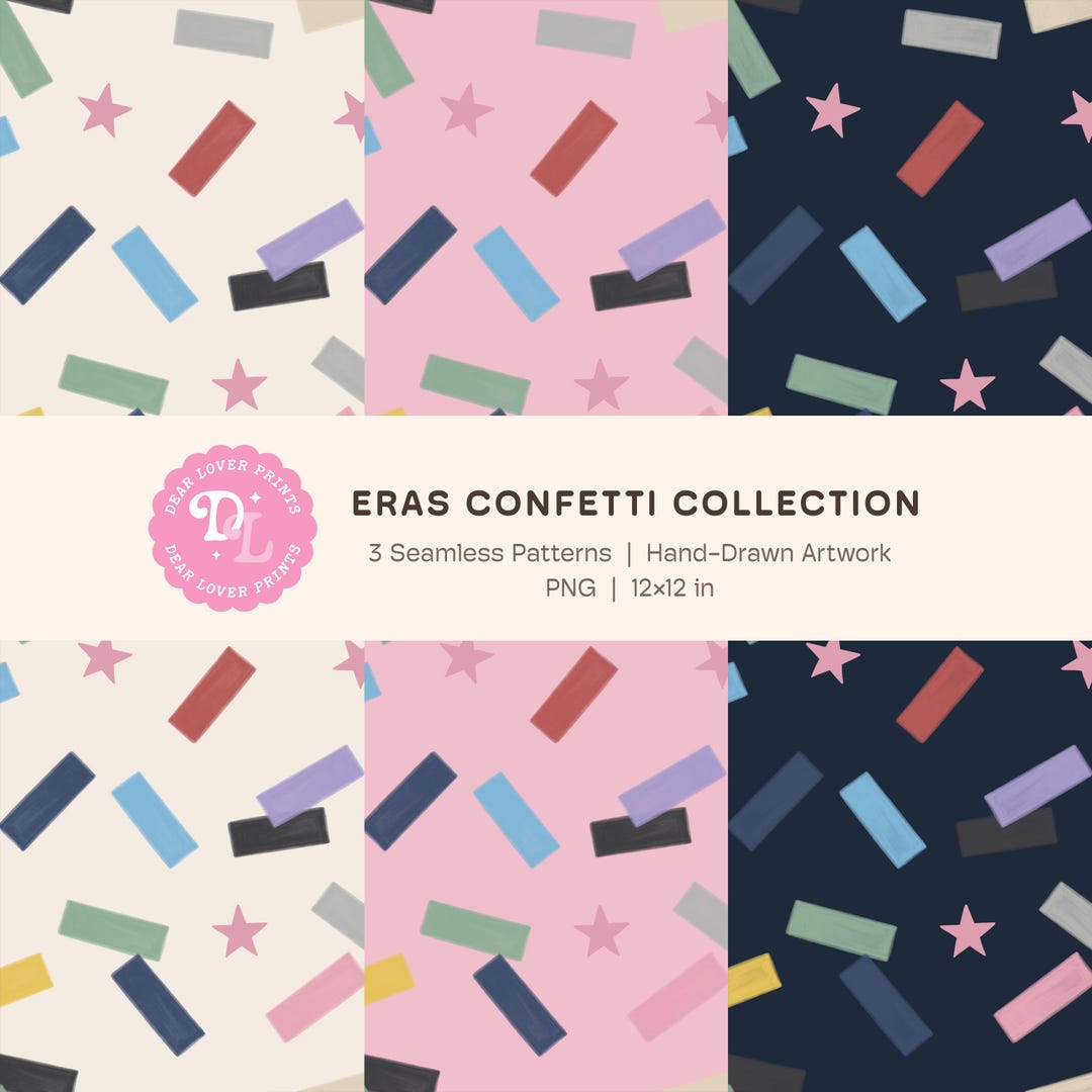 Eras Tour Confetti Seamless Pattern Bundle | 3 Colorways | Digital ...