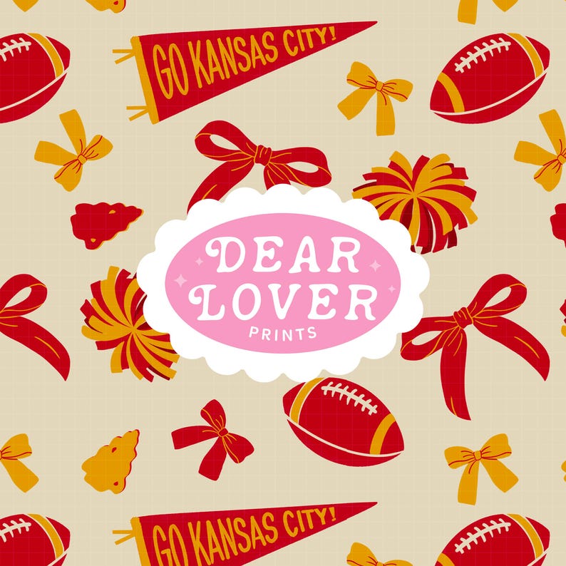 Super Bowl Kansas City Chiefs Light Palette Seamless Pattern | 300 DPI ...