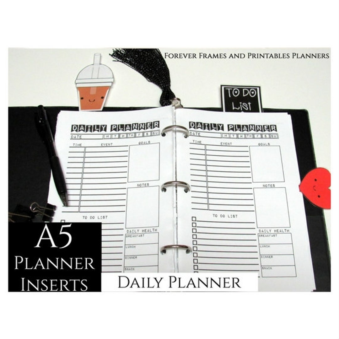 A5 Planner Inserts, A5 Planner Printable, Daily Planner Pages, A5 ...