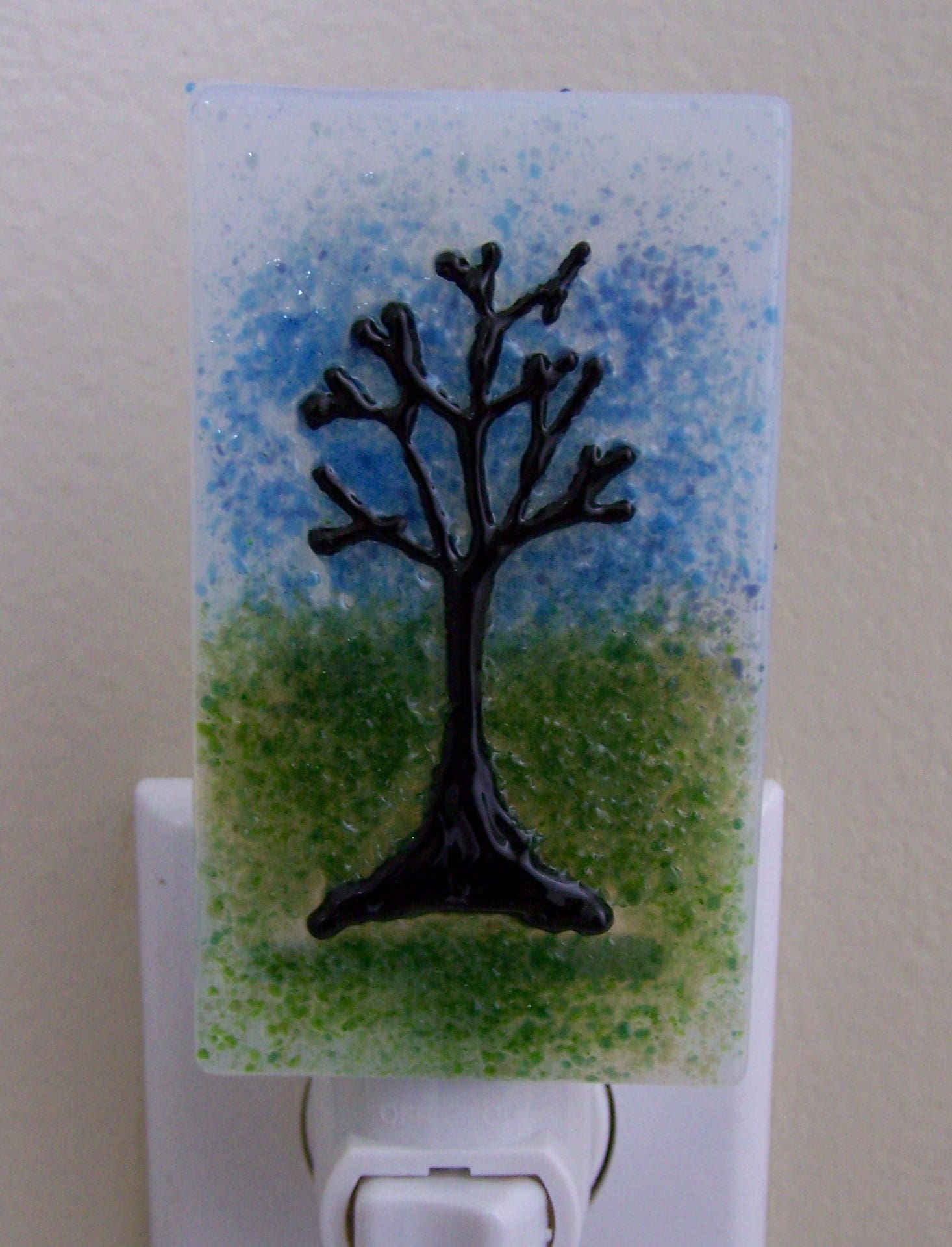 Fused Glass Night Light: Tree on White - Etsy Sweden