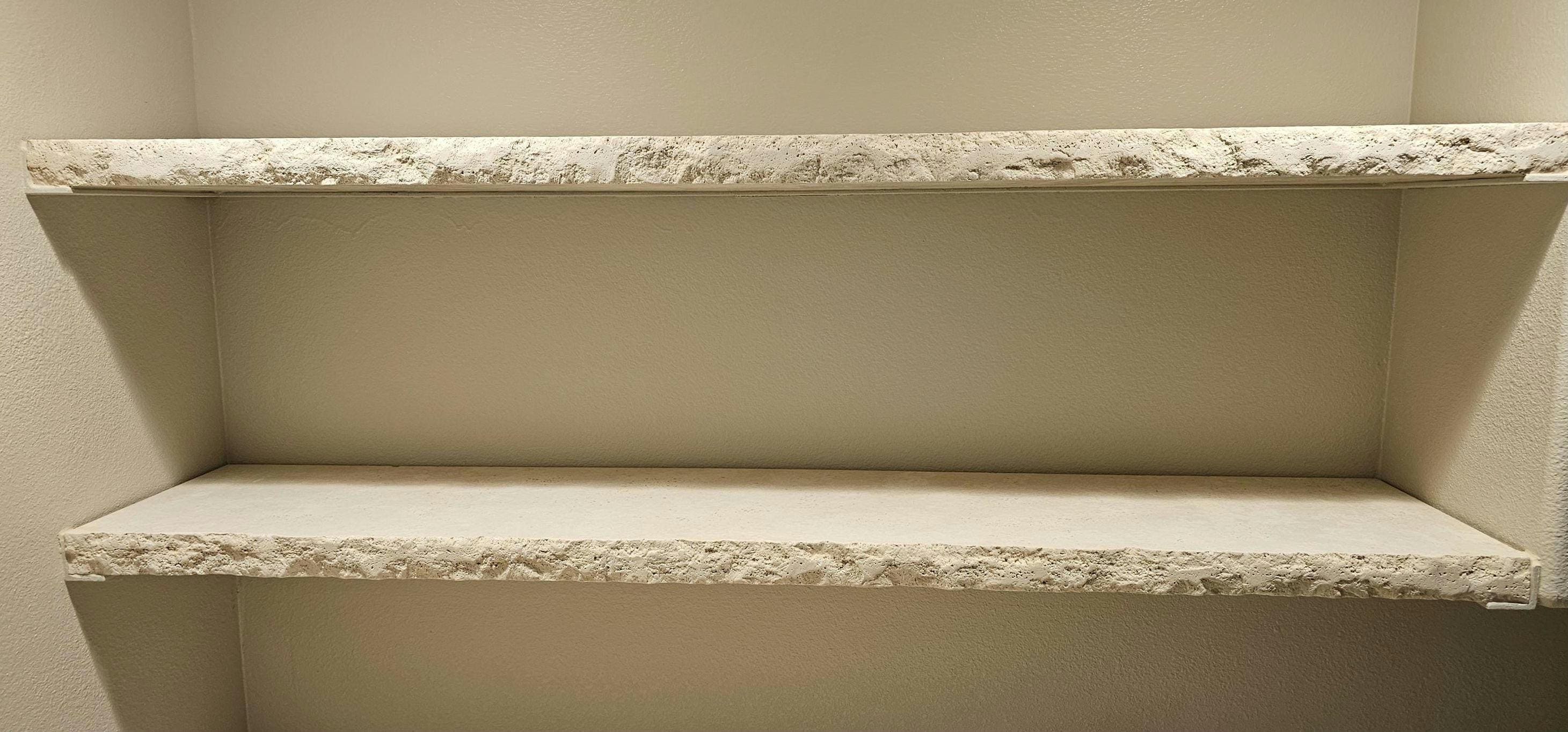 Chiseled Travertine Floating Shelf - Natural Stone Shelves - Invisible ...