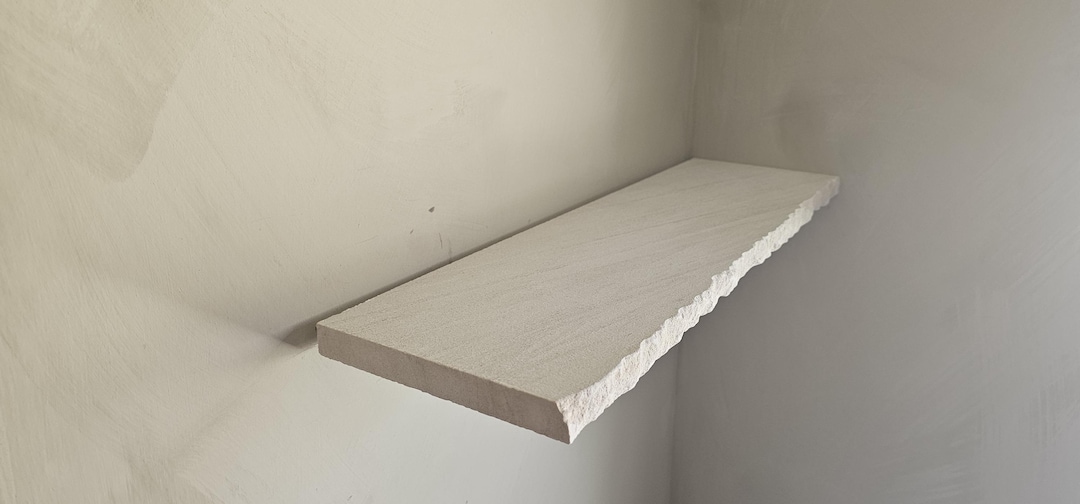 Handcrafted Limestone Floating Shelf - Chiseled Edge Travertine - Etsy