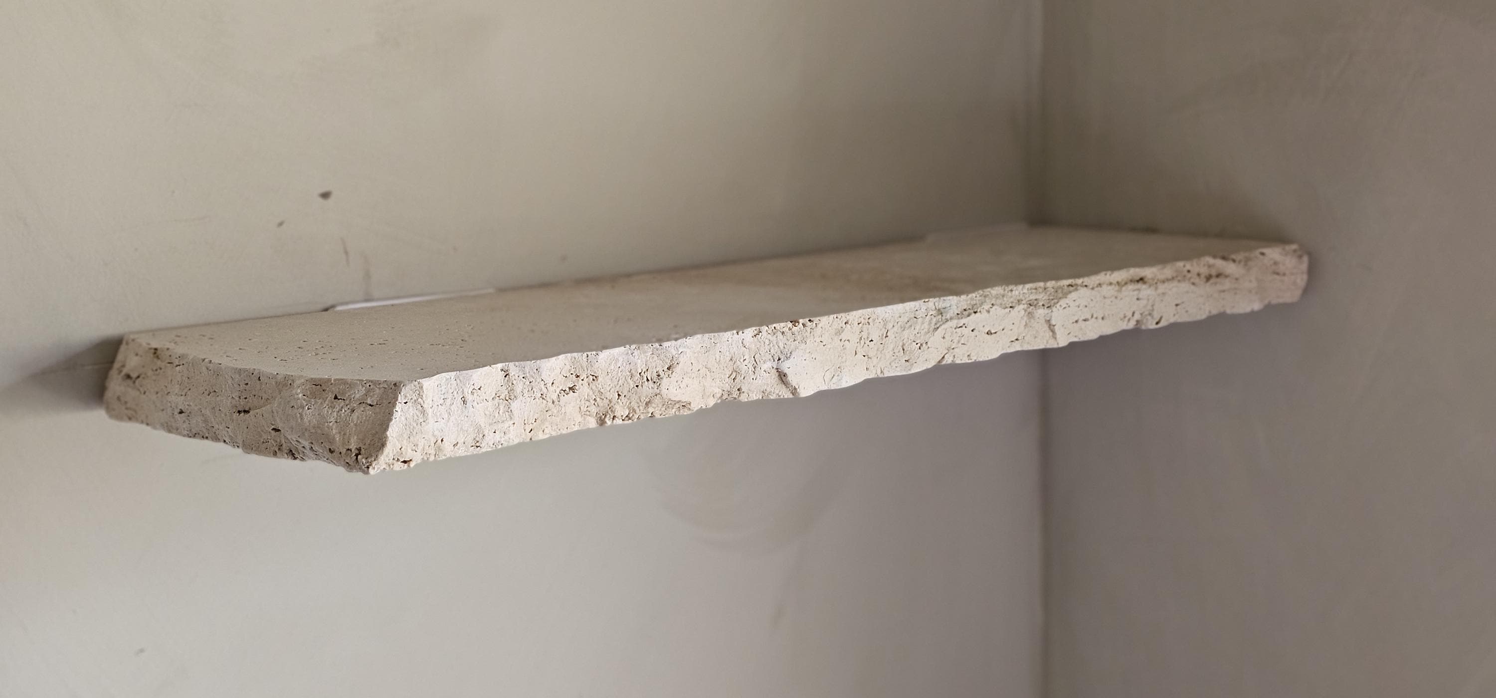 Travertine Floating Shelves, Custom Natural Travertine Chiseled Shelf ...