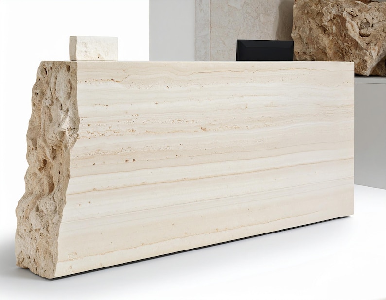 Travertine Stone Front Desk - Natural Stone Luxury Reception - Desk - Etsy